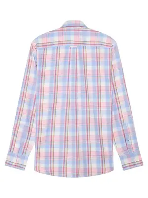 Robert Talbott Harrison Button Down Multicolor Plaid Oxford Shirt - Pink Multi