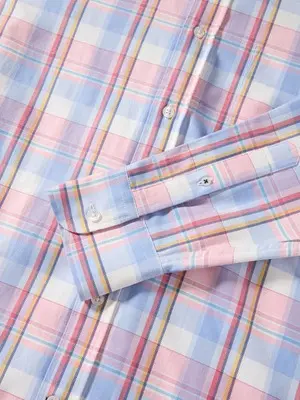 Robert Talbott Harrison Button Down Multicolor Plaid Oxford Shirt - Pink Multi