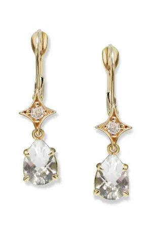 Anzie Jac + Jo Emilia Gothic Star Pear Drop Earrings - Gold/ Clear