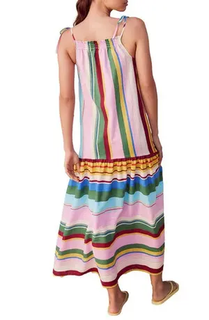 NEXT Stripe Tie Strap Maxi Sundress