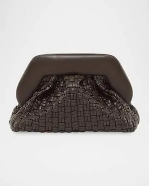 THEMOIRE Tia Micro Woven Vegan Fabric Clutch - Tia Micro Weaved Ebony