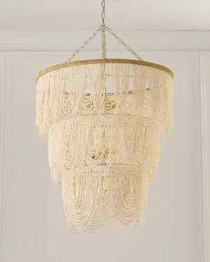 Neiman Marcus Draped 34" 4-light Palay Shell Chandelier - Gold