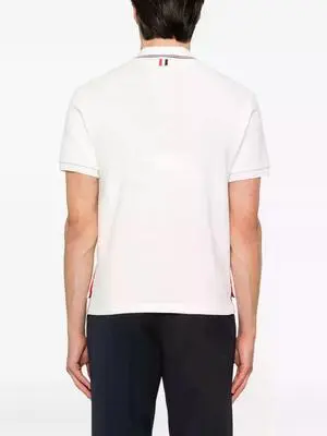 Thom Browne Rwb Stripe-detail Polo Shirt - Neutrals