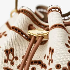 JIMMY CHOO Cinch Medium Canvas Shoulder Bag With Sangallo Embroidery