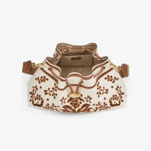 JIMMY CHOO Cinch Medium Canvas Shoulder Bag With Sangallo Embroidery