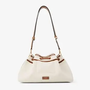 JIMMY CHOO Cinch Medium Canvas Shoulder Bag With Sangallo Embroidery