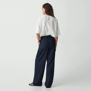 Theory Linear Cotton Double Pleat Pant - Nocturne Navy