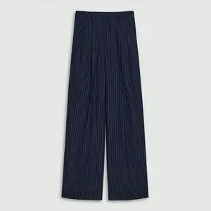 Theory Linear Cotton Double Pleat Pant - Nocturne Navy