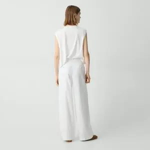 Theory Linear Cotton Double Pleat Pant - White