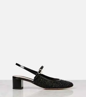 GIANVITO ROSSI Leather-trimmed Slingback Pumps - Black
