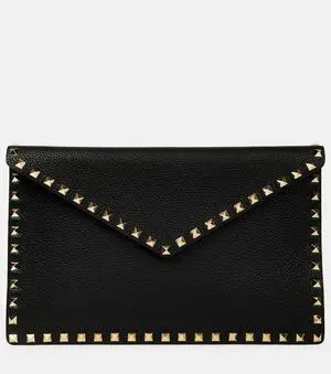 Valentino Garavani Rockstud Leather Clutch - Black