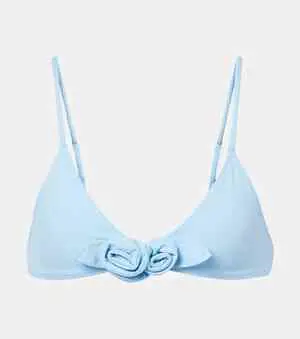 Coperni Floral-applique Bikini Top - Blue