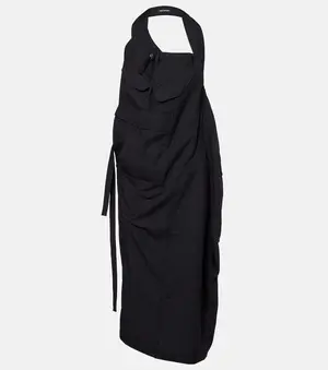 Junya Watanabe Halterneck Wool Midi Dress - Black
