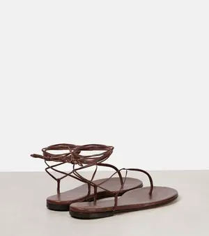 GIANVITO ROSSI Leather Lace-up Open-toe Sandals - Brown