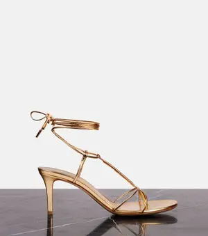 GIANVITO ROSSI 70 Metallic Leather Thong Sandals