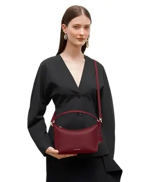 MAISON DE SABRE Leather Soft Hobo Bag - Plum Red