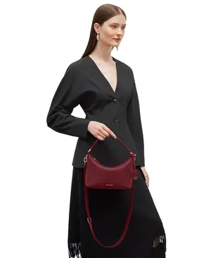MAISON DE SABRE Leather Soft Hobo Bag - Plum Red