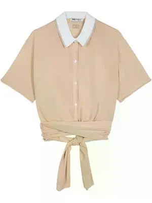 Ports 1961 Wrap Polo Top - Neutrals