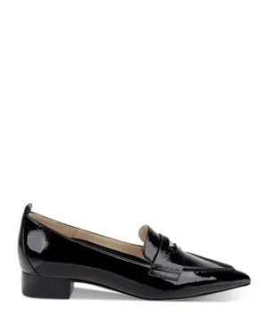 L'Agence Maelys Pointed Toe Block Heel Shoes - Black Patent