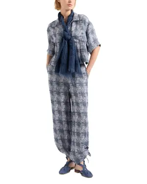 Emporio Armani Linen Blend Checkered Trousers