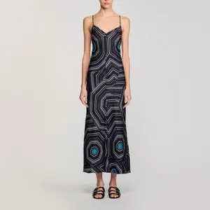 Sandro Patterned Silk Maxi Dress