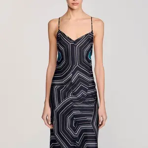 Sandro Patterned Silk Maxi Dress