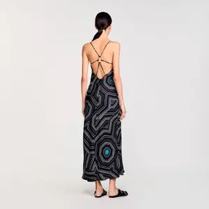 Sandro Patterned Silk Maxi Dress