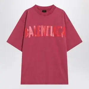 Balenciaga Tape Type Raspberry-colou T-shirt Red