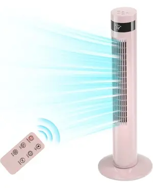 COWSAR Tower Fan Portable Floor Fans 85°oscillating Fan 36 Quiet Cooling 12h Timer Remote Control Standing Bladeless Electric 3 Speeds Wind 3 M - Pink