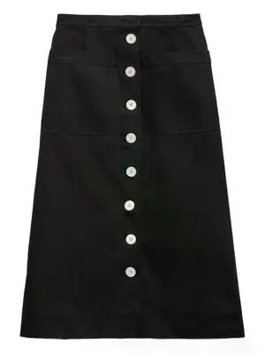 Prada Cotton Midi Skirt - Black