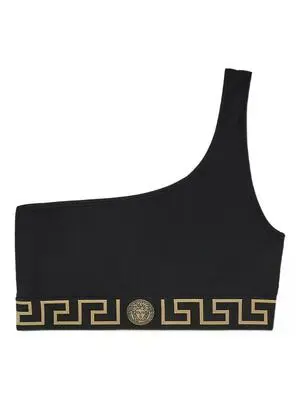 Versace Greca Border One-shoulder Bikini Top - Black