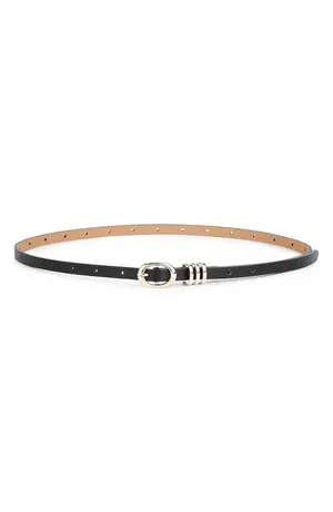 Ettika Ettika Triple Keeper Leather Belt Black