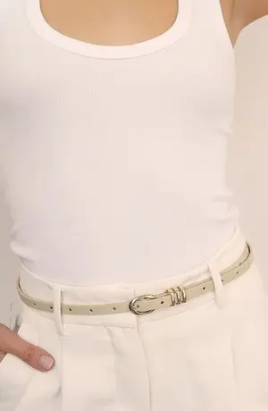 Ettika Triple Keeper Leather Belt - Ivory