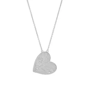 LUVMYJEWELRY 14k Gold Diamond Heart Disc Pendant Necklace - 14k White Gold
