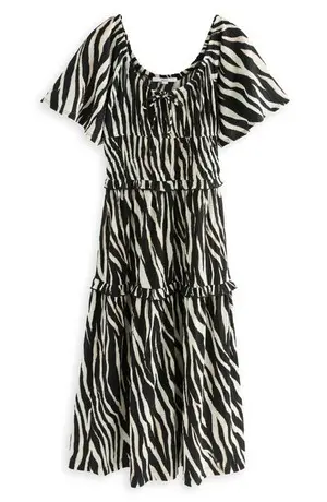 NEXT Zebra Print Tiered Maxi Dress