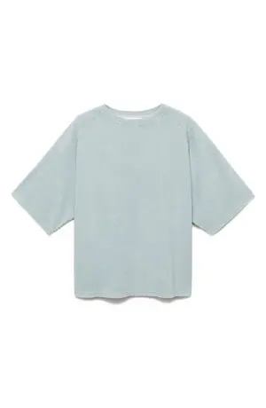 Mango Cotton Blend Terry T-shirt - Mint Green