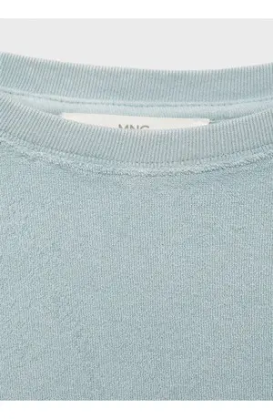 Mango Cotton Blend Terry T-shirt - Mint Green