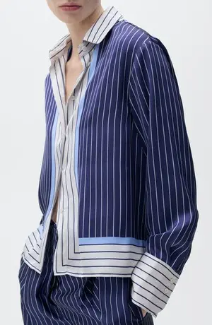 Mango Striped Satin Shirt