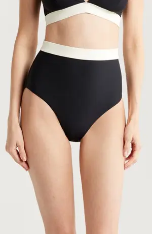 Bondi Born Lina Colorblocked Bikini Bottoms - Black Contrast