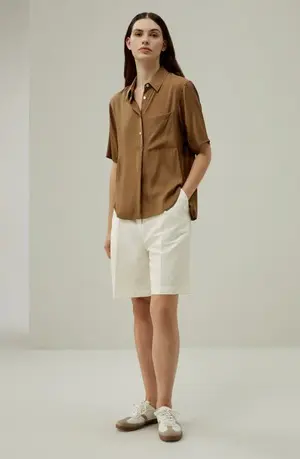 Lilysilk Half-placket Short Sleeve Silk Shirt