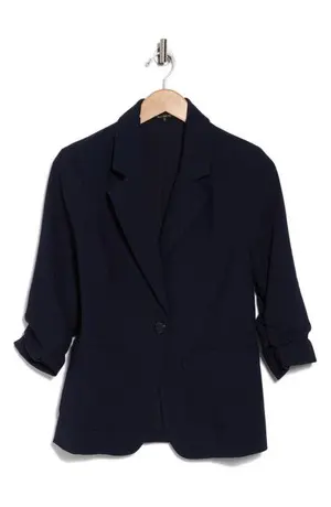 Amanda & Chelsea One-button Blazer With Ruched Sleeves