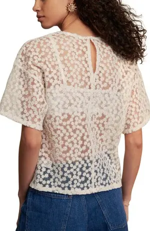NEXT Floral Mesh Boxy Top