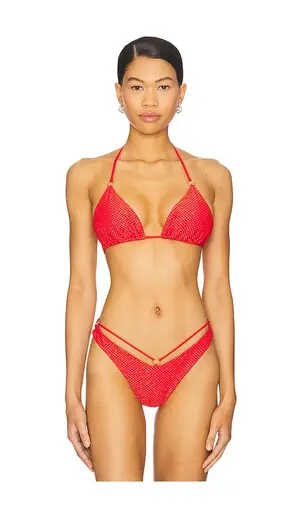 Luli Fama Sunset Glow Triangle Bikini Top - Red
