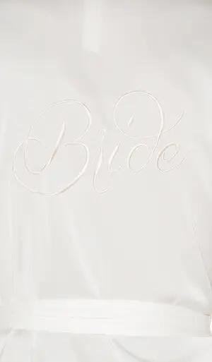 HOMEBODII Bride Embroidered Robe In Ivory