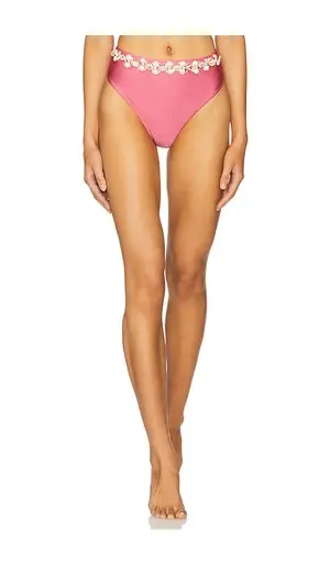 PatBO Seashell Lycra Embroidered Bikini Bottom - Pink