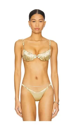 ISA BOULDER Hold Bikini Top - Gold Acid