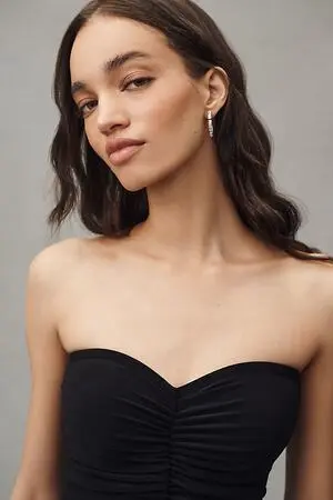 Norma Kamali Strapless Sweetheart Shirred Fishtail Maxi Dress