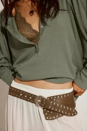 Free People Studded Hip Belt - Pesto