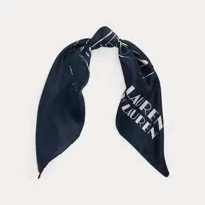 Ralph Lauren Landscape-print Silk Square Scarf Shadow Navy