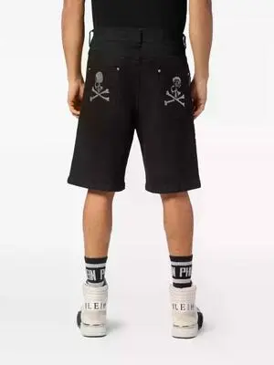 Philipp Plein Formentera Skull Denim Shorts